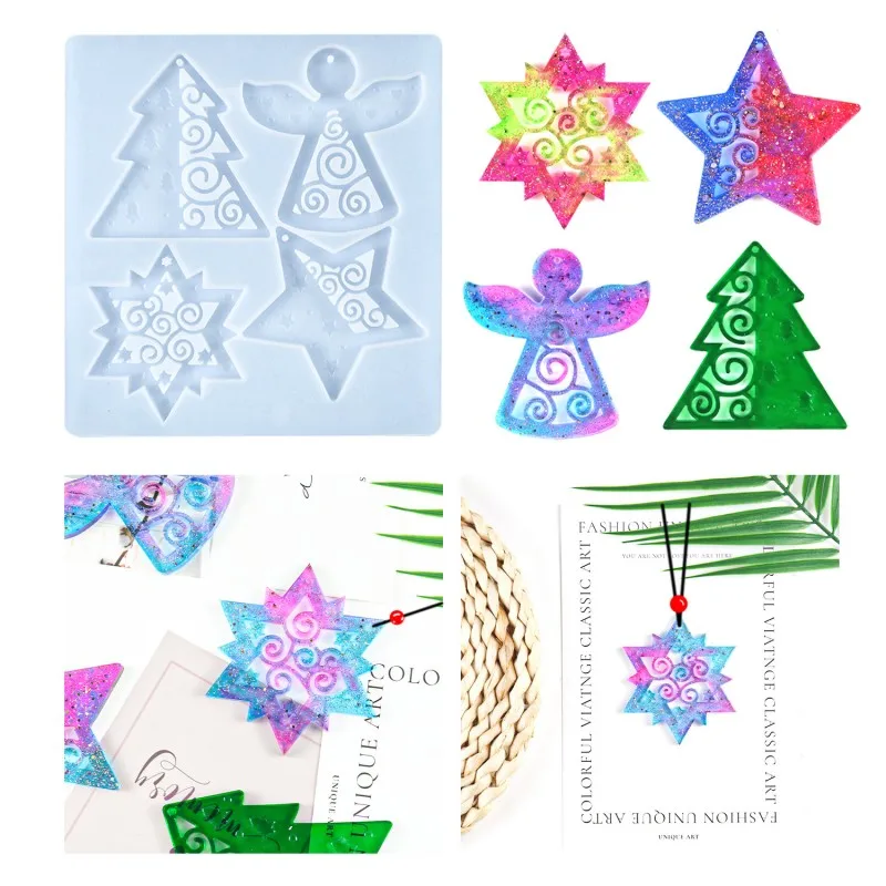 Christmas-Angel-Pendant-Silicone-Mold-DIY-Star-Shape-Brinco-Colar ...