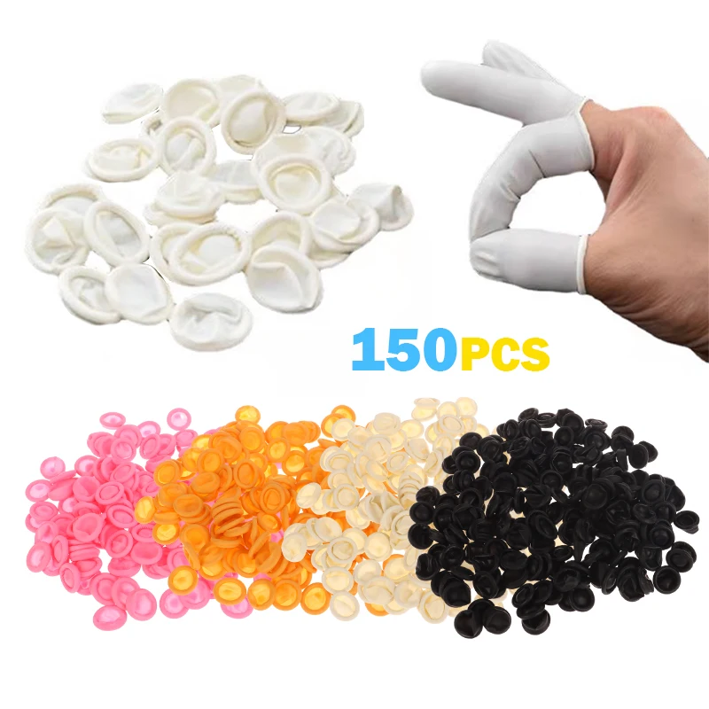 150Pcs/bag Disposable Finger Cots Latex Rubber Finger Cots Nail Art ...