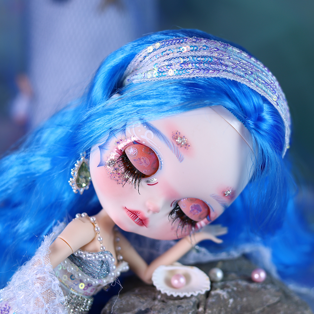 Mermaid – Premium Custom Neo Blythe Doll with Blue Hair, White Skin ...