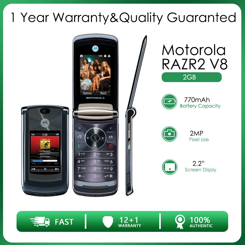 Motorola Razr2 V8 Remodelado-original Desbloqueado 2.2 Polegadas 512mb ...
