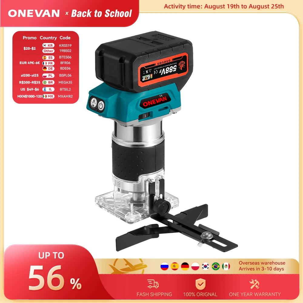 ONEVAN-5-Speeds-Brushless-Electric-Hand-Trimmer-Cordless-Wood-Router ...