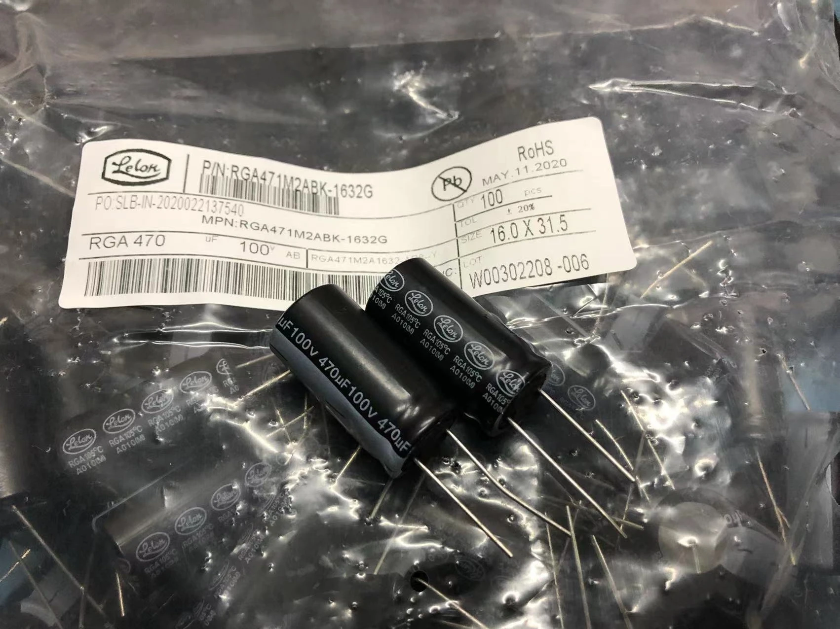 LELON RGA 100V470UF 16x31.5mm Aluminum Electrolytic Capacitor 470uF ...