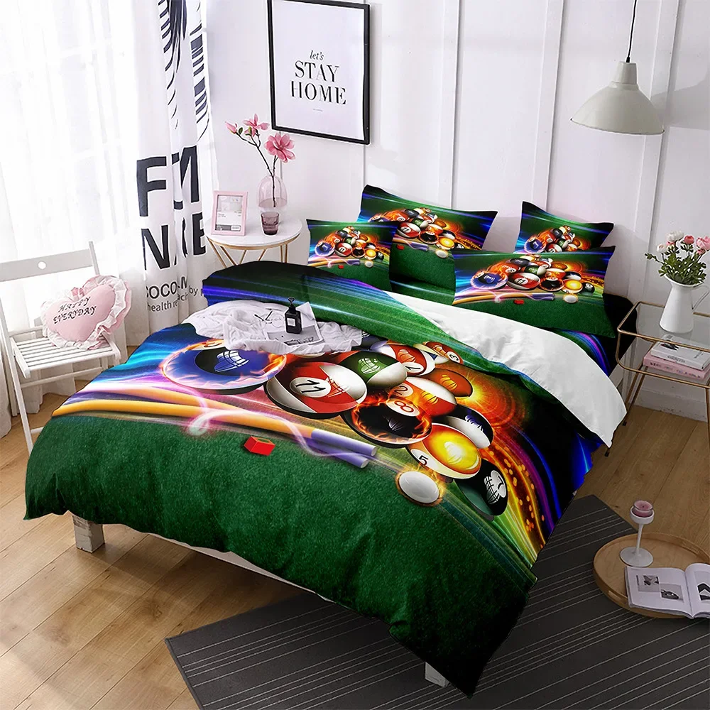 Billiards-Duvet-Cover-Black-8-Ball-with-Fire-Sports-Games-Theme ...