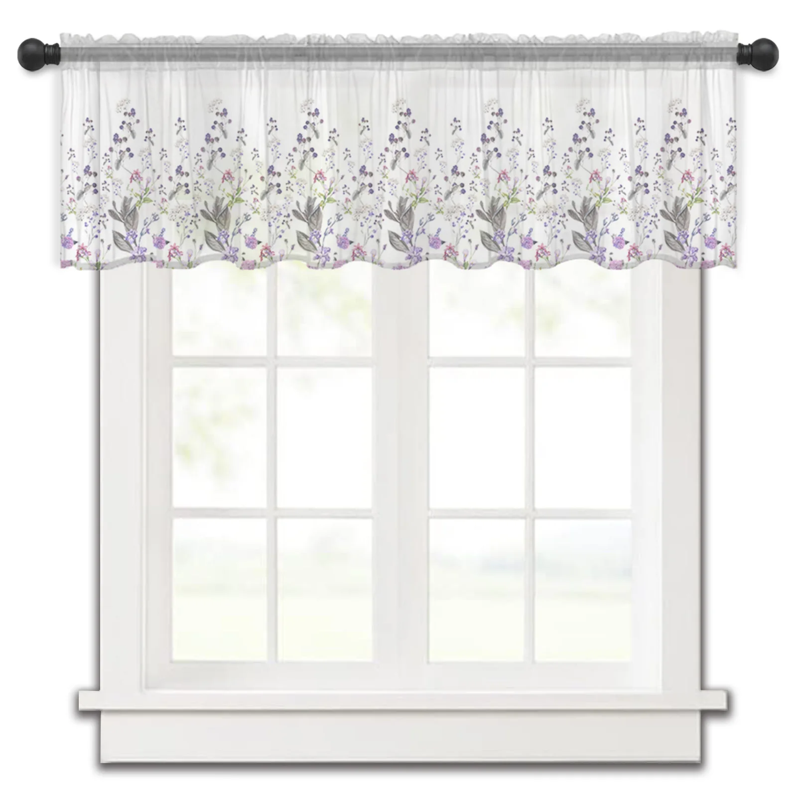 Plant-Flower-Gauze-Summer-Kitchen-Small-Window-Curtain-Tulle-Sheer ...