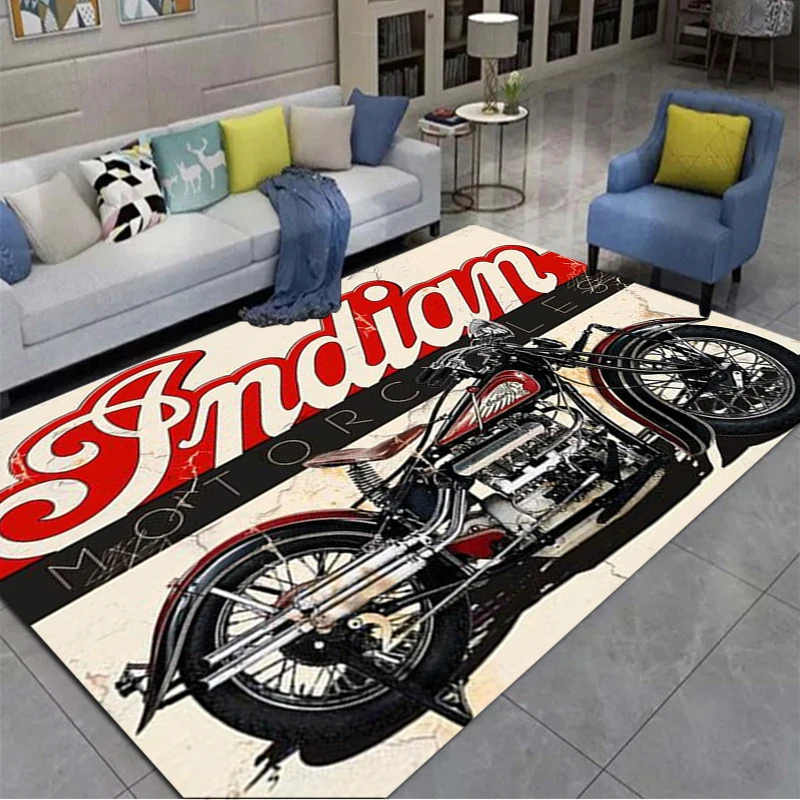 Indian Motorcycles retro plush carpet, bedroom windows, bedside home d ...