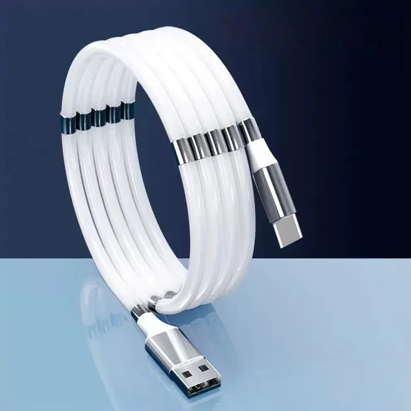 Magnet Charging Cable Magic Rope Self Winding Type C Micro USB Cable ...