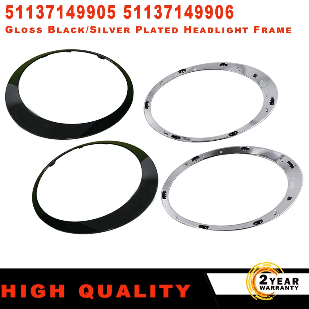 Gloss-Black-Silver-Plated-Car-Headlight-Frame-For-MINI-Cooper-S-R56-R57 ...