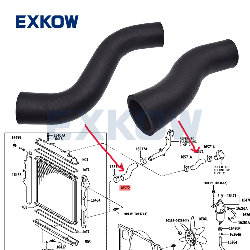 Radiator Inlet/Outlet Hose fit for TOYOTA HILUX KUN15 KUN26 KUN25 ...