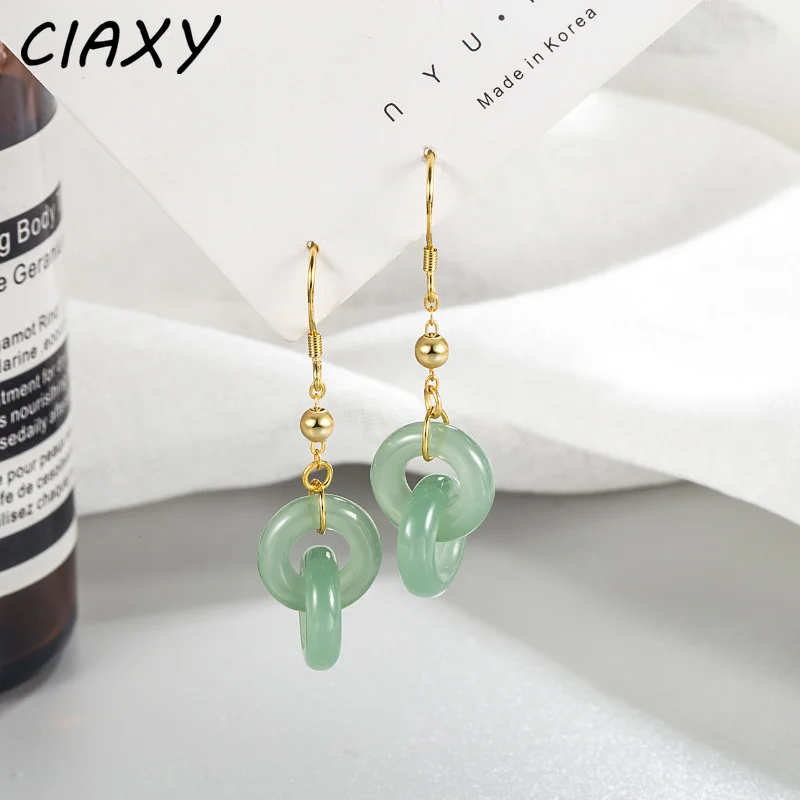 2023 New Hetian Jade Interlocking Dangle Earrings for Women Classical ...