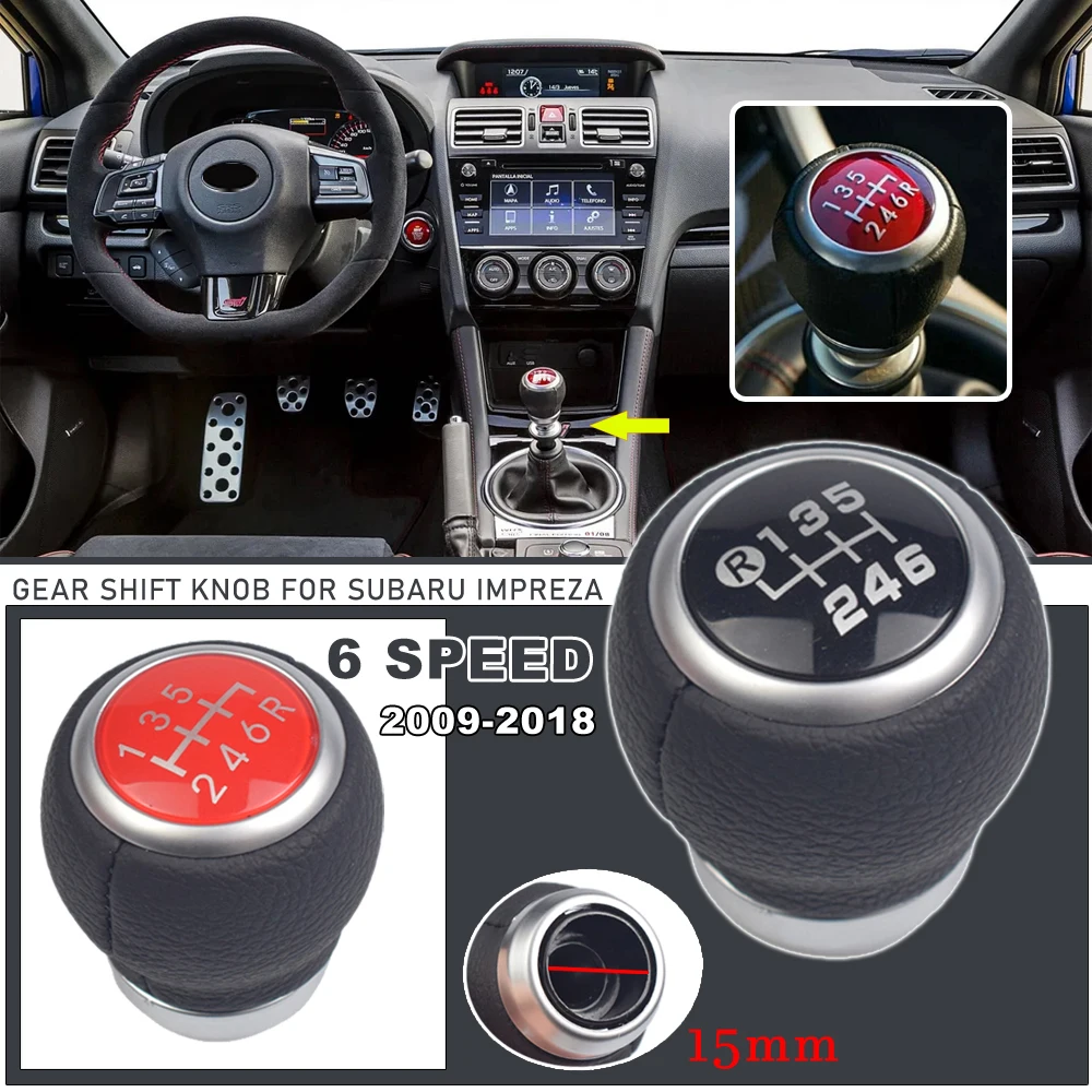Car-MT-6-Speed-Suede-Leather-Gear-Stick-Shifter-Lever-Shift-Knob-For ...
