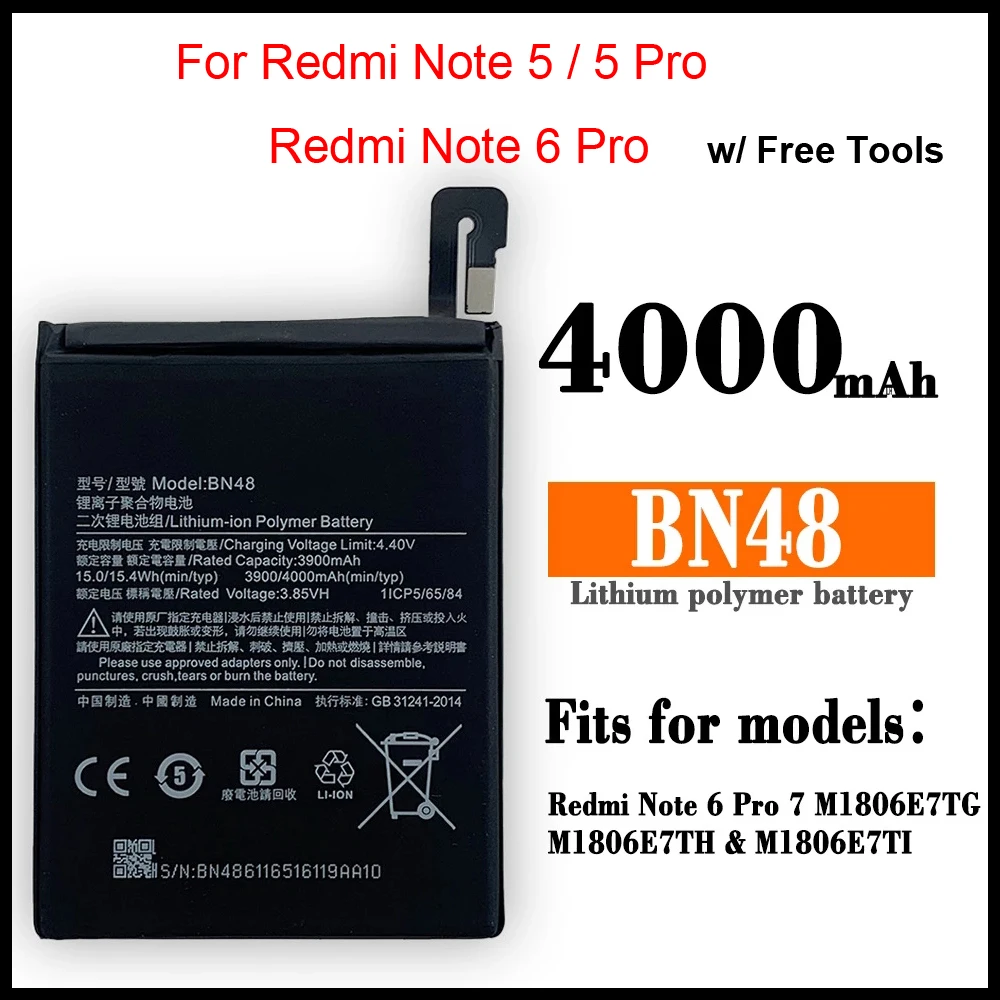 Quality-Phone-Battery-BN48-For-Xiaomi-Redmi-Note-5-Note5-Note6-6-Pro ...