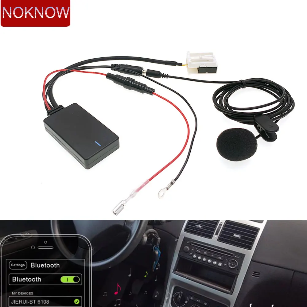 12 Pin Car Bluetooth Wireless Music AUX Handsfree MIC Adapter Cable for ...