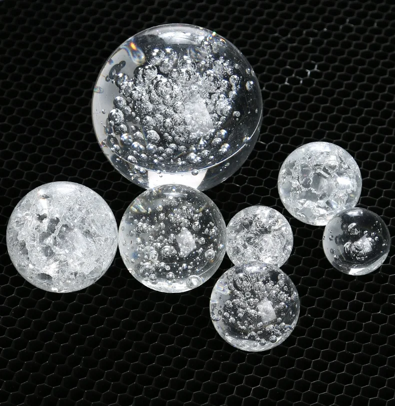 30/60/100mm Crystal Ice Crack Ball Water Fountain Bonsai Ball Glass ...