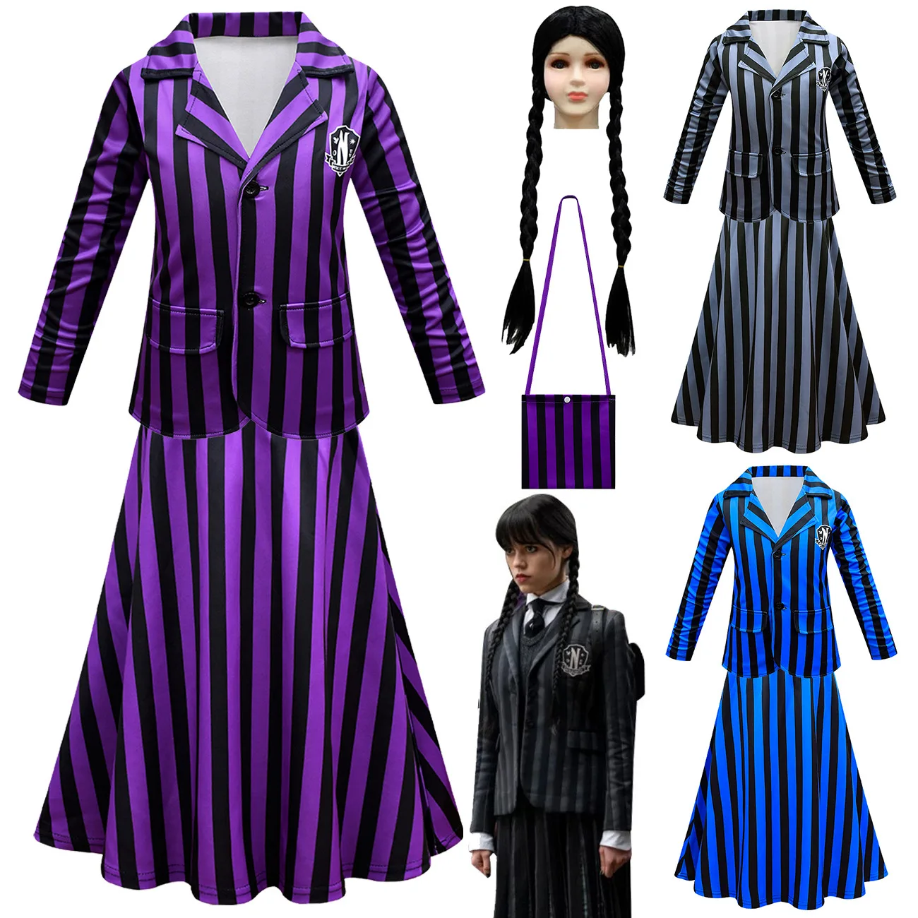 Wednesday-Addams-Family-Girls-Cosplay-Costume-Top-Skirt-Nevermore ...
