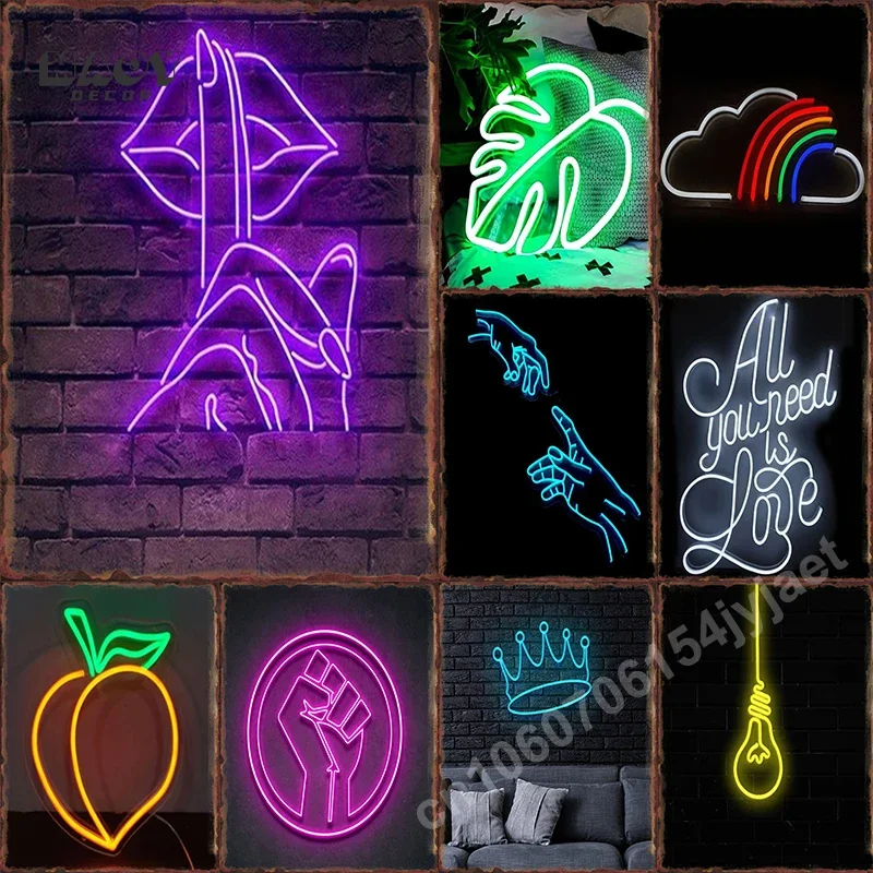 Neon-Letter-Bar-Metal-Plate-Bar-Escales-de-chambre-d-h-tel-Plaque-de ...