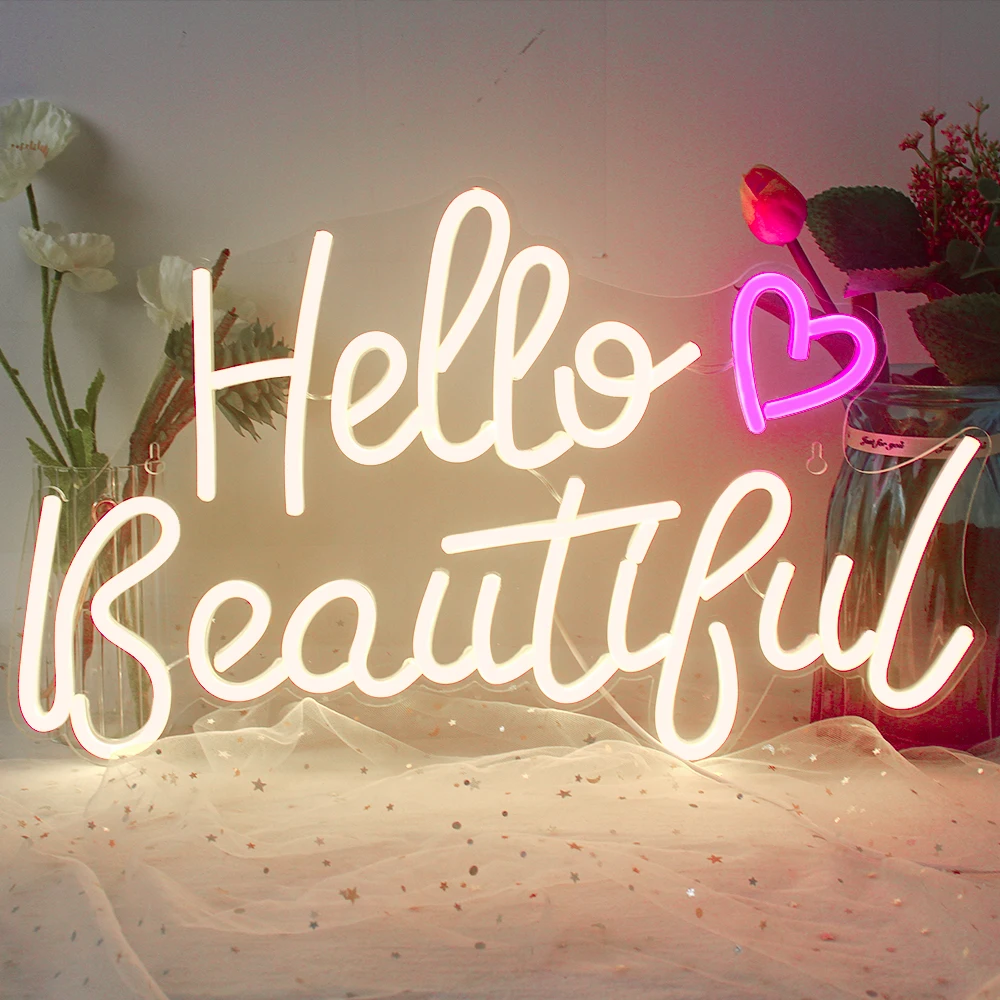 Ineonlife Hello Beautiful LED Light Made Neon Sign, dormitorio, casa ...