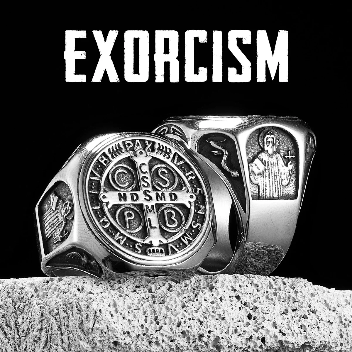 Catholic-Saint-Benedict-Exorcism-Amulet-Men-Rings-Stainless-Steel-Women ...