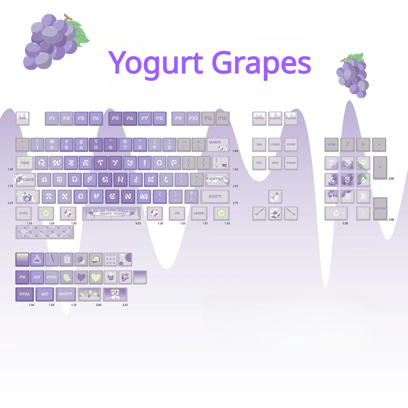 Lilac-Yogurt-Purple-Grape-Theme-Keycap-XDA-Height-127-Keys-PBT-Material-Small-Full-Diy ...