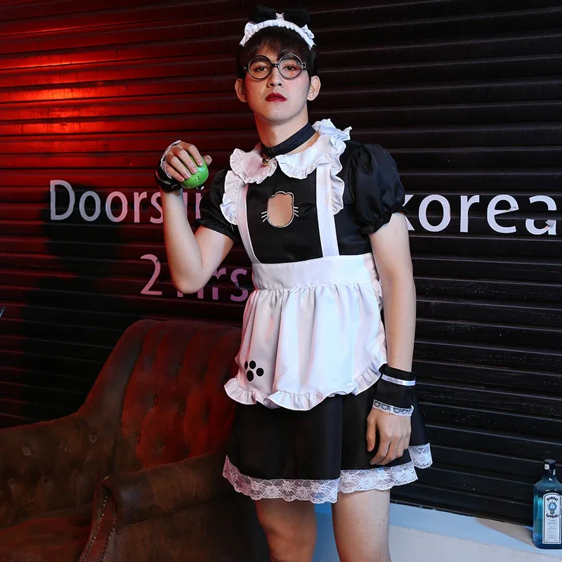 Cute-Man-Wears-Cat-Maid-Costume-Sissy-Luolita-Dress-Prom-Sexy-Reverse ...