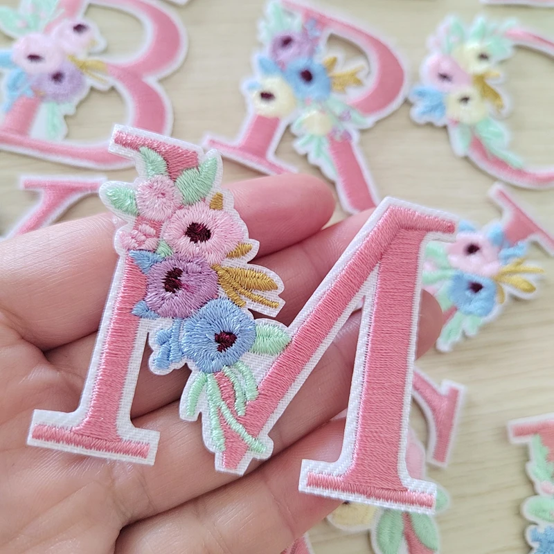 Fashion-Cute-Pink-Letters-Patch-Embroidery-Iron-on-Fabric-Stickers-DIY ...