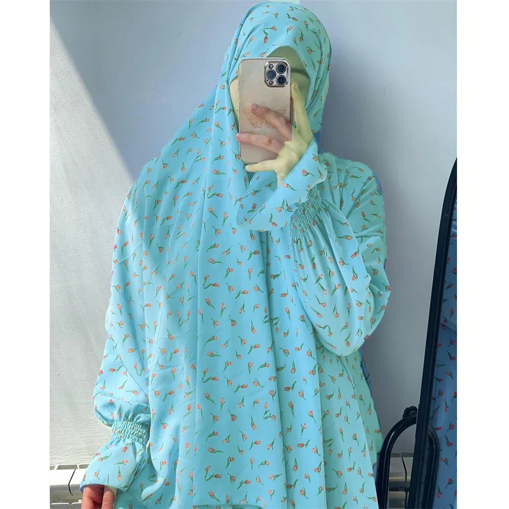 Prayer Dress Women Ramadan Islamic Clothing Formal Print Muslim Garment ...
