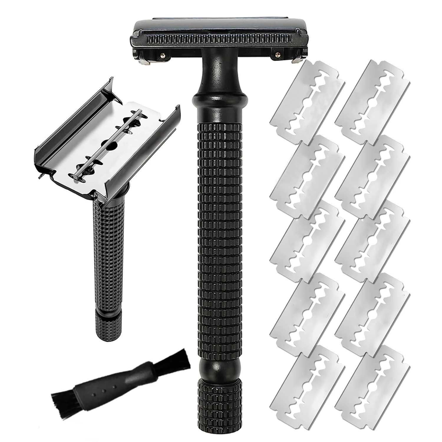 Double-Edge-Safety-Razor-Butterfly-Open-Long-Handle-Razor-10-Stainless ...