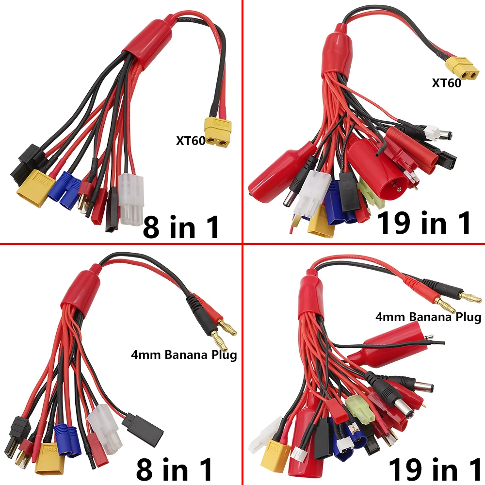 1Pcs 8 in1/19 in1 RC Lipo Battery Chargering Adapter XT60 4mm Banana ...