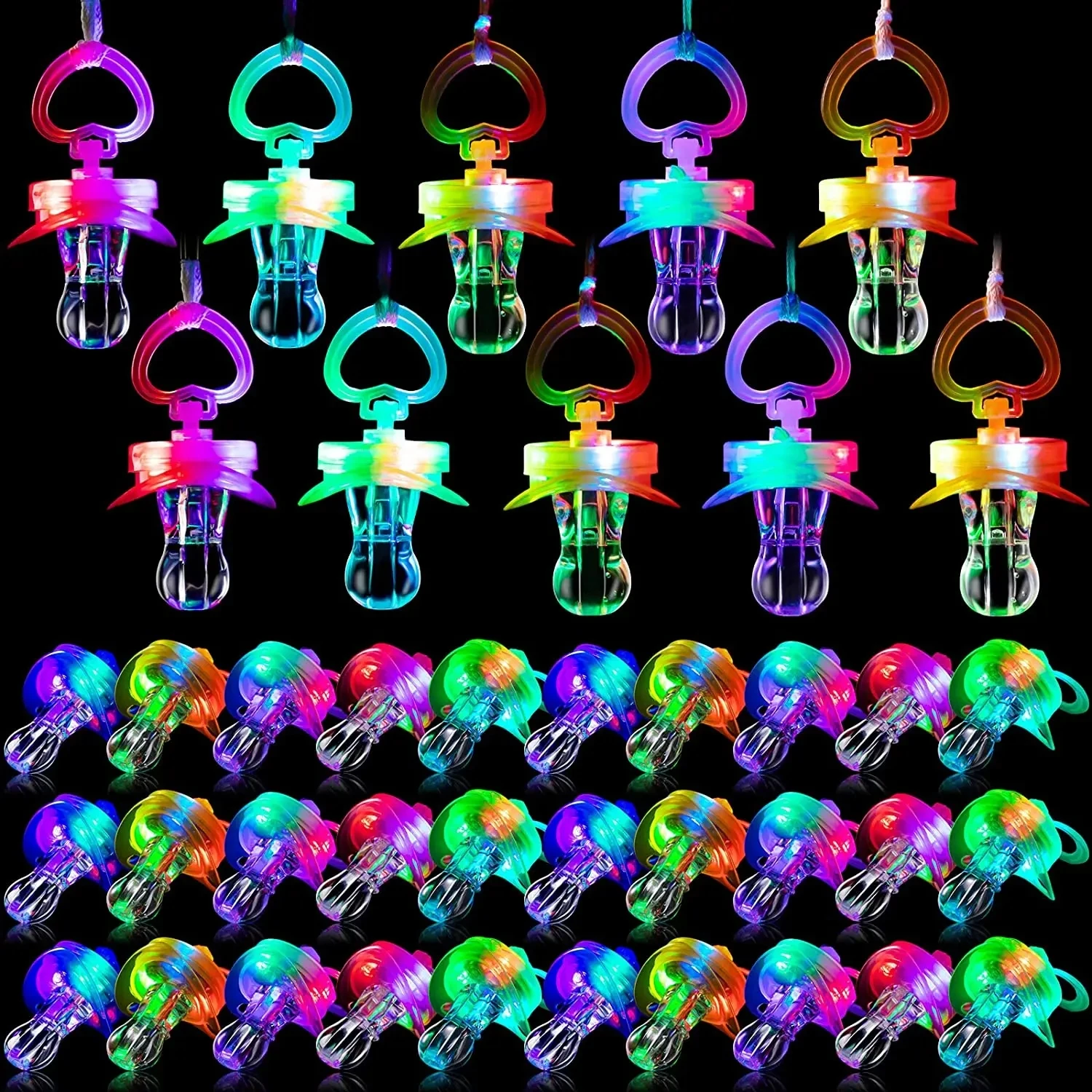 10-100Pcs-LED-Pacificer-LED-Light-Up-Pacifier-Necklace-Flashing ...