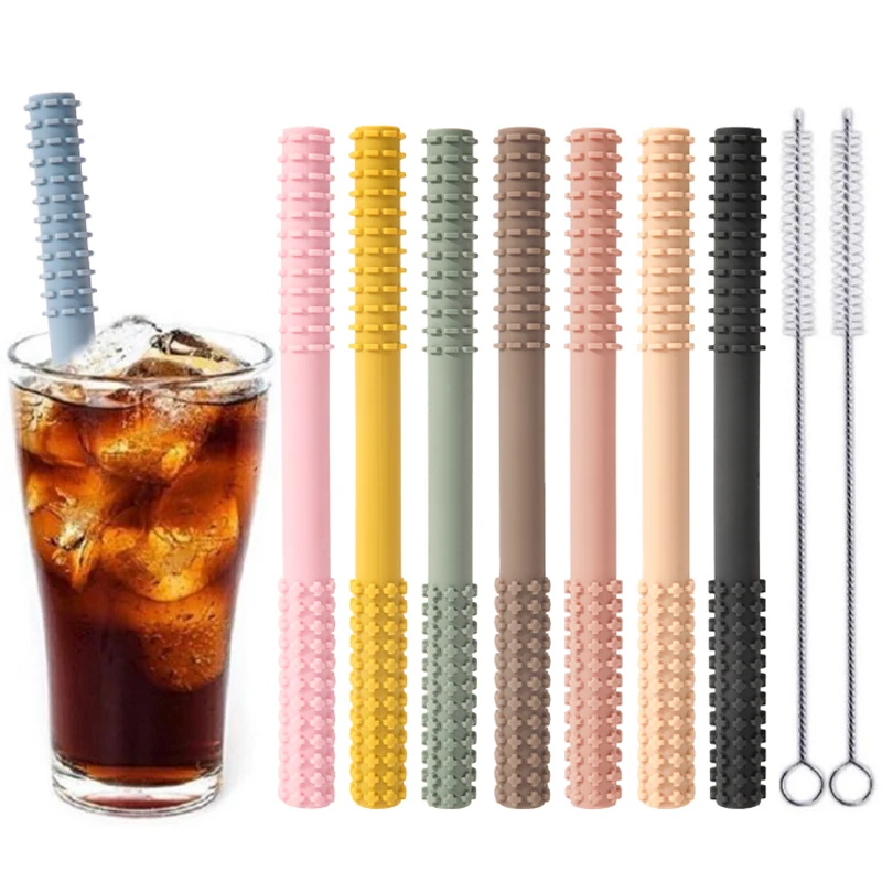 1PCS Baby Toy Silicone Molar Straw Baby Teether With Brush Baby ...