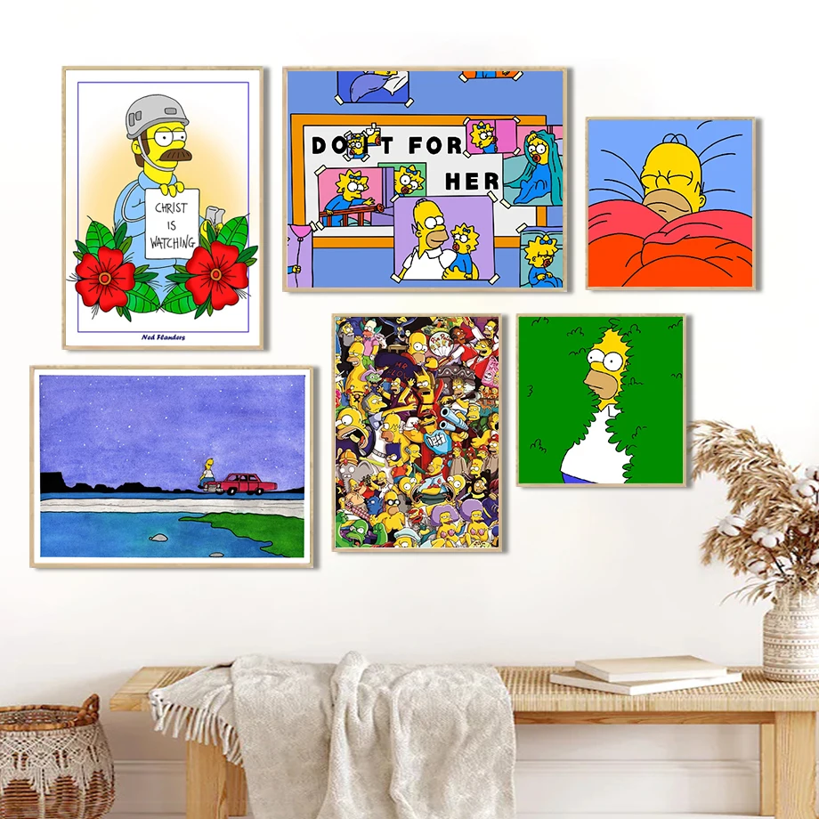 The-Simpsons-Print-Mother-Simpson-Watercolor-Art-Canvas-Painting-Homer ...