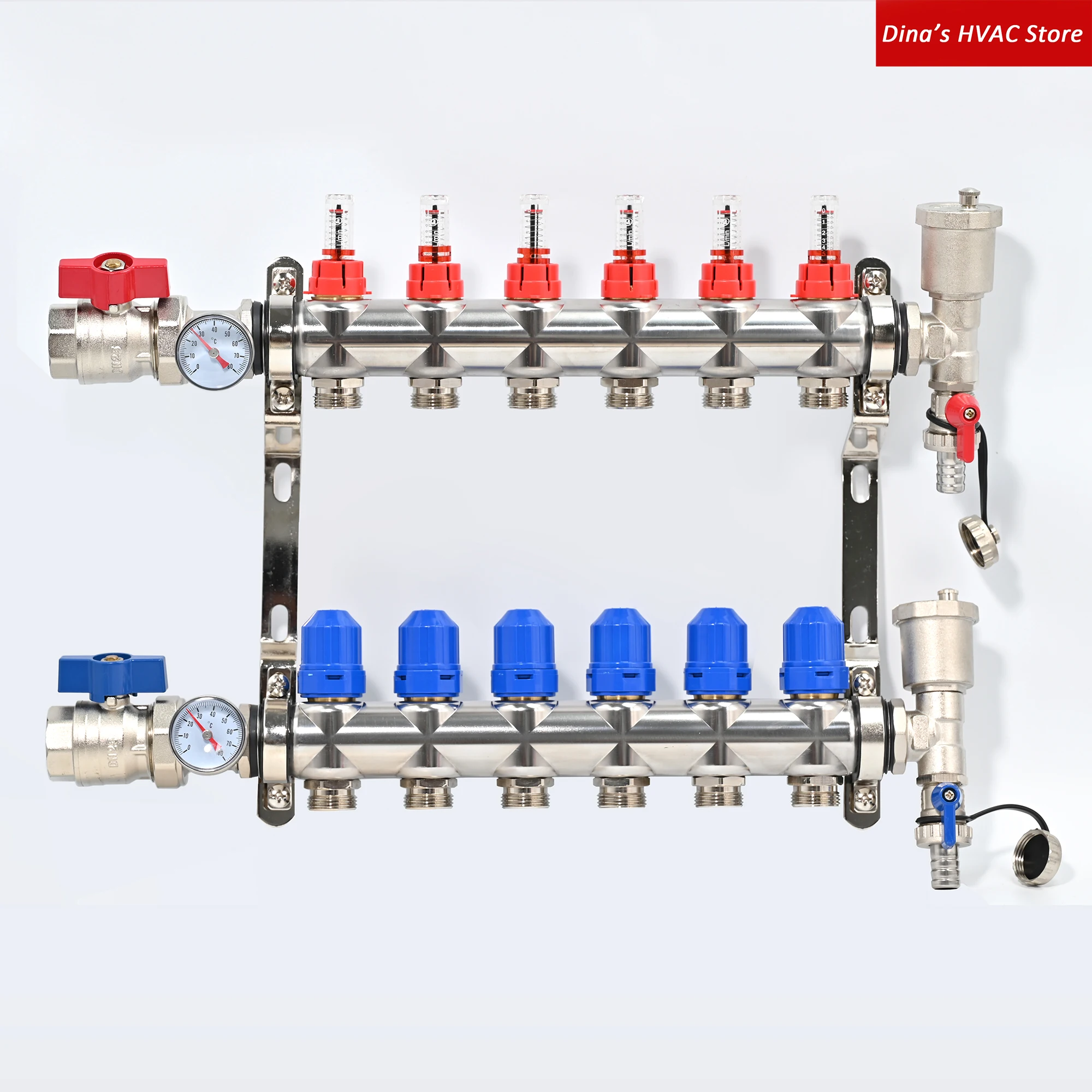 PT6116 Stainless Steel S304 Underfloor Heating Manifold Kit with Flow ...