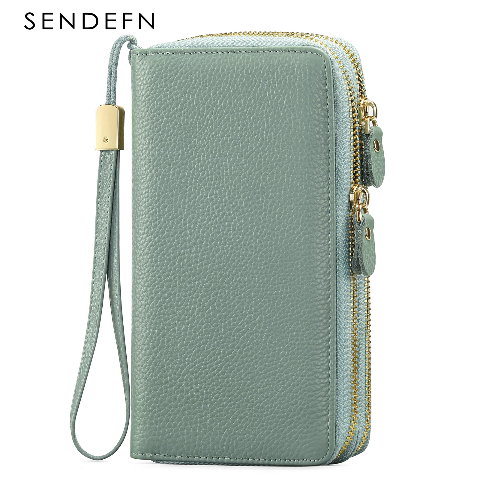 Fashion-Double-Zipper-Long-Genuine-Leather-Women-Wallet-Female-Purses ...