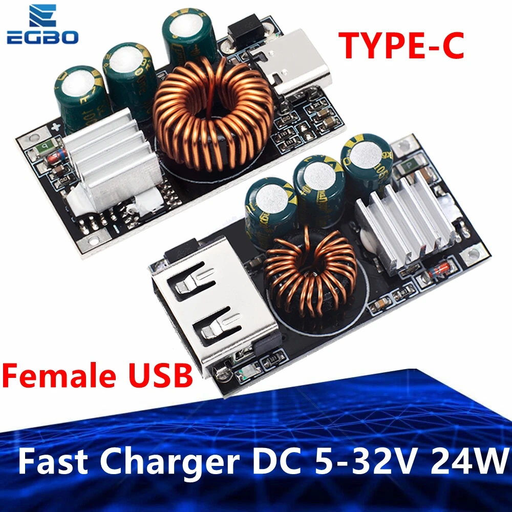 TYPE-C QC3.0 Apple Huawei MTK Samsung DIY Fast Charger DC 5-32V 24W Step-down Module for ...