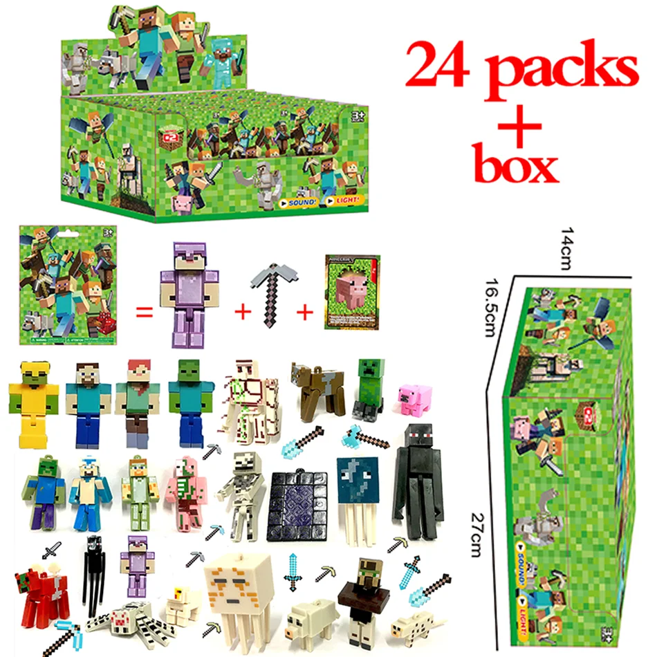 Anime 24 Pcs game Minecrafted Box Blind figures Red Mystery Toys Mini ...