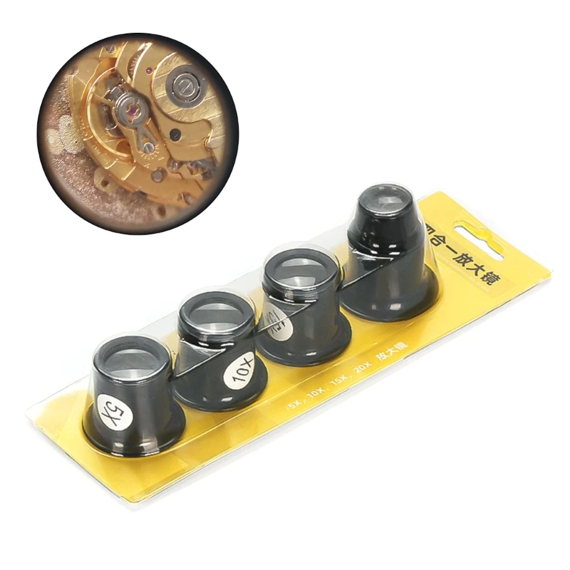 4Pcs-Jewelers-Loupe-Portable-Monocular-Magnifier-Magnifying-Glasses-Eye ...