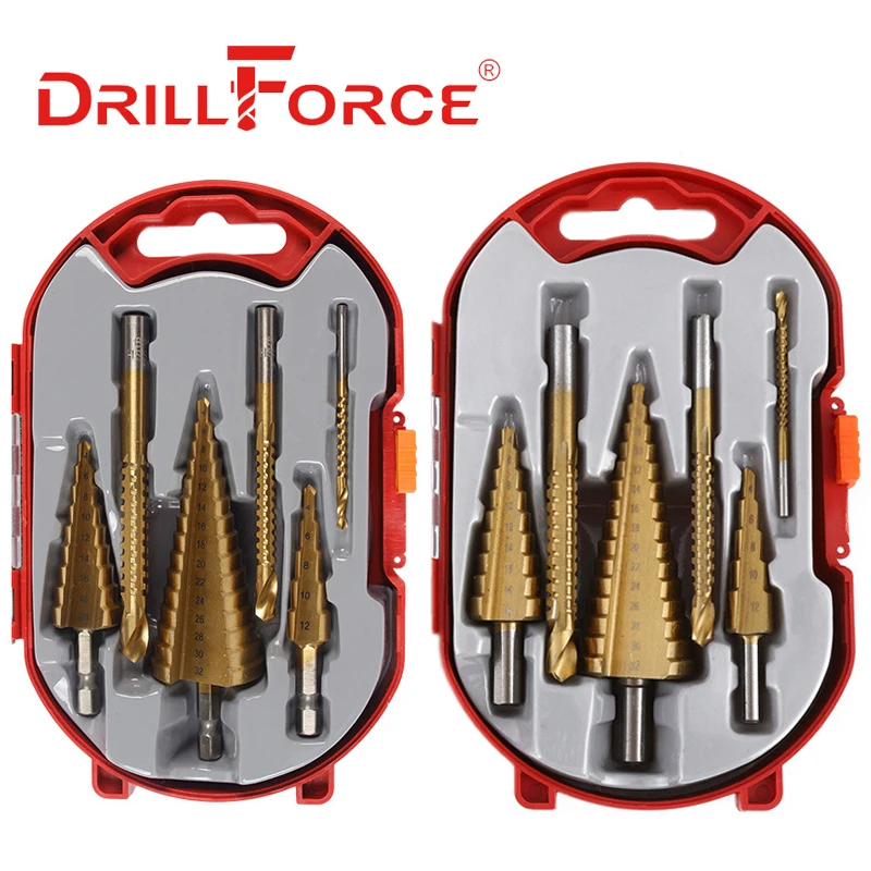 Drillforce 6PCS Step Saw Drill Bits Set Titanium Metal Hole Cutter ...