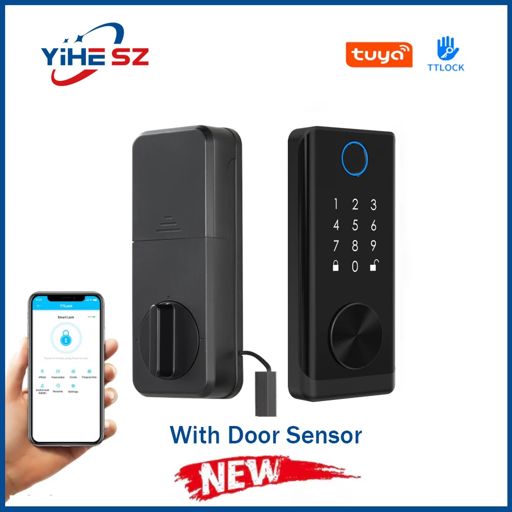 YiHESZ TTLOCK/TUYA Fingerprint Door Lock Built-in Door Sensor Auto Lock ...