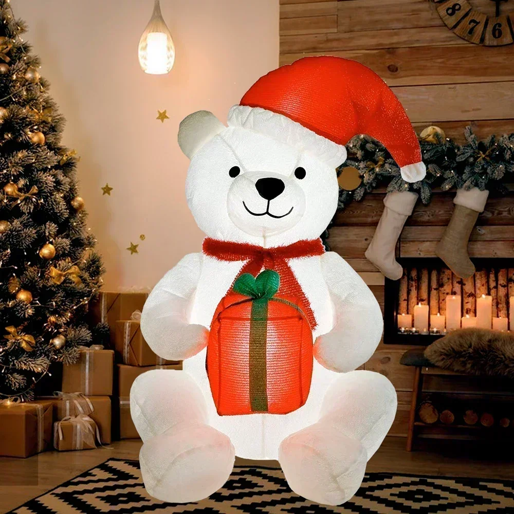 3.9ft Inflatable Plush Doll White Bear LED Glowing Inflatable Toys ...