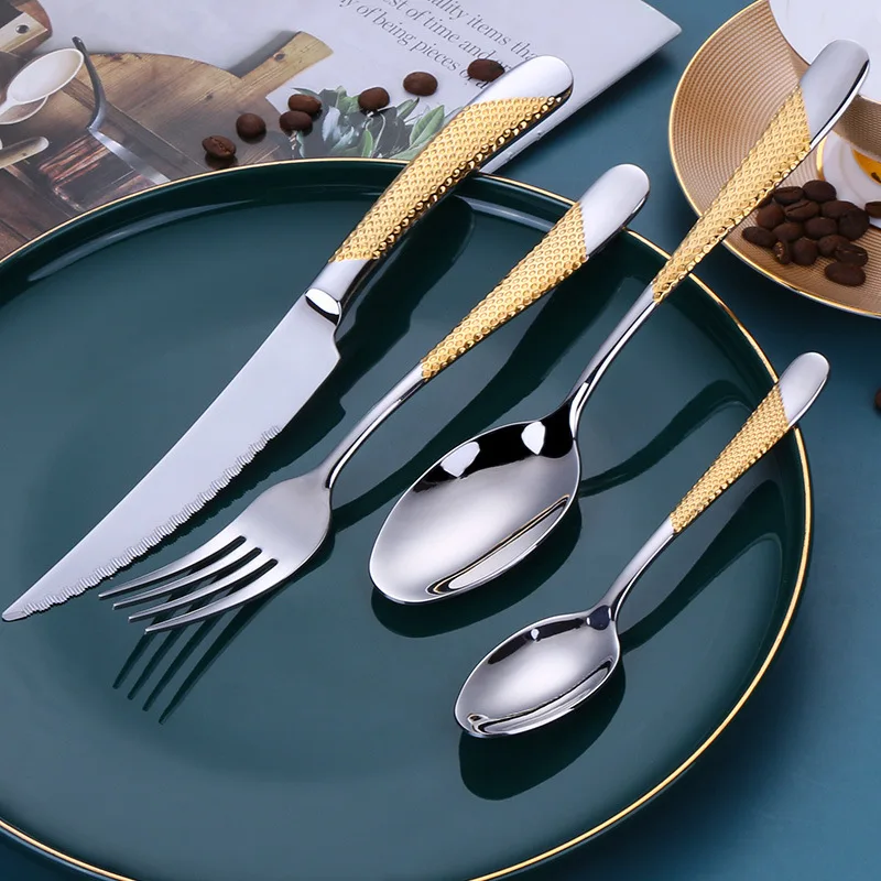 New-High-Quality-304-Stainless-Steel-Silverware-Set-Spoons-Forks-and ...