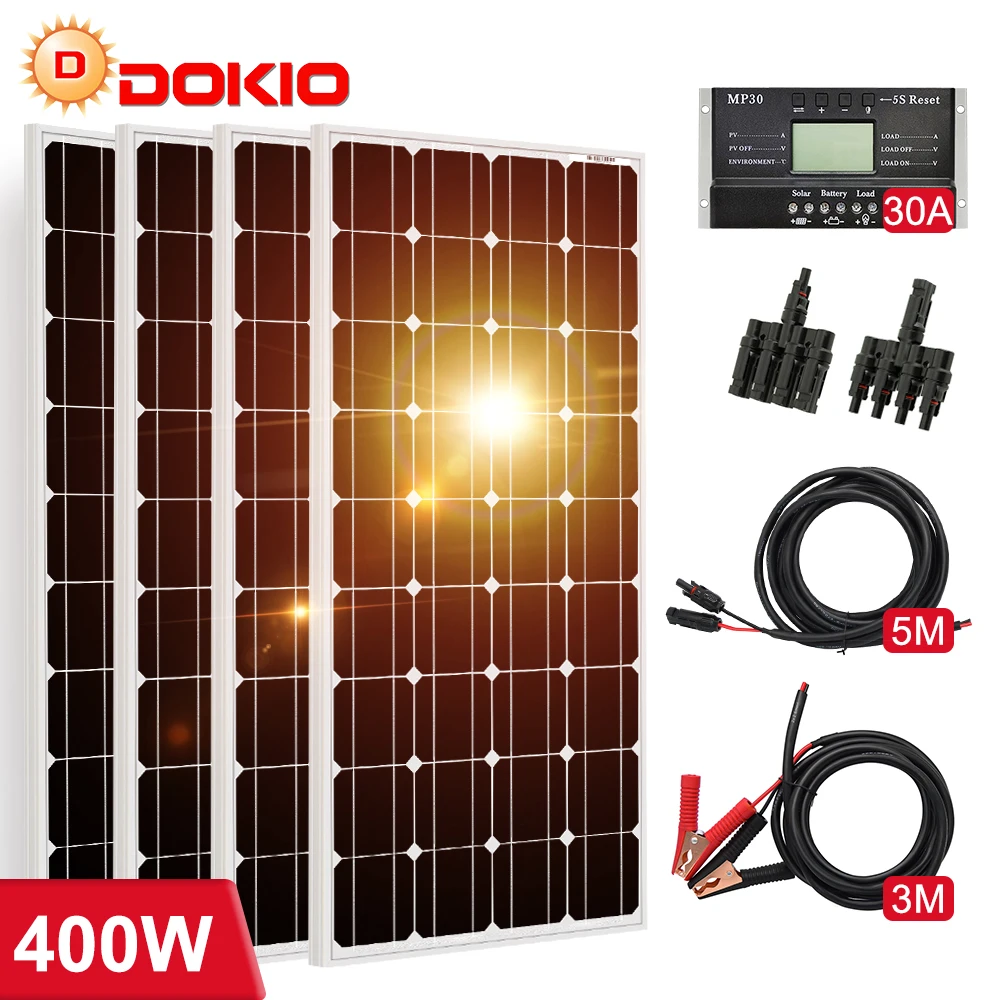 Dokio – panneau solaire étanche 18V, 100W, 200W, 400W, rigide, ensemble de contrôleur pour ...