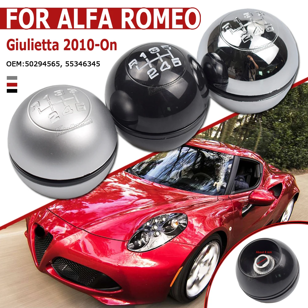 New-6-Speed-Chrome-Black-Sliver-Gear-Shift-Knob-Lever-Shifter-Head ...