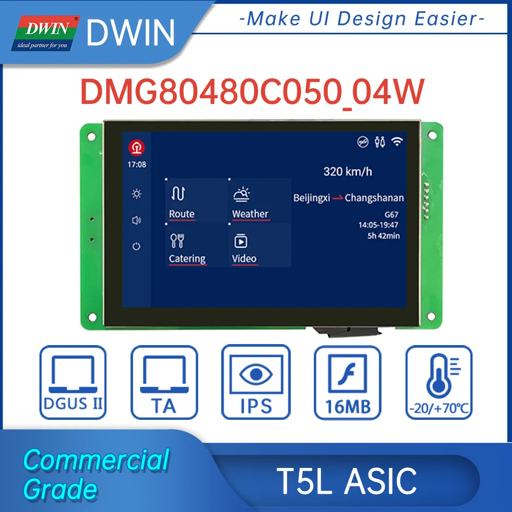 DWIN 5 인치 핫 세일 800*480 Arduino 디스플레이 RS232/TTL HMI 소비자 터치 패널, ESP32 화면 ...