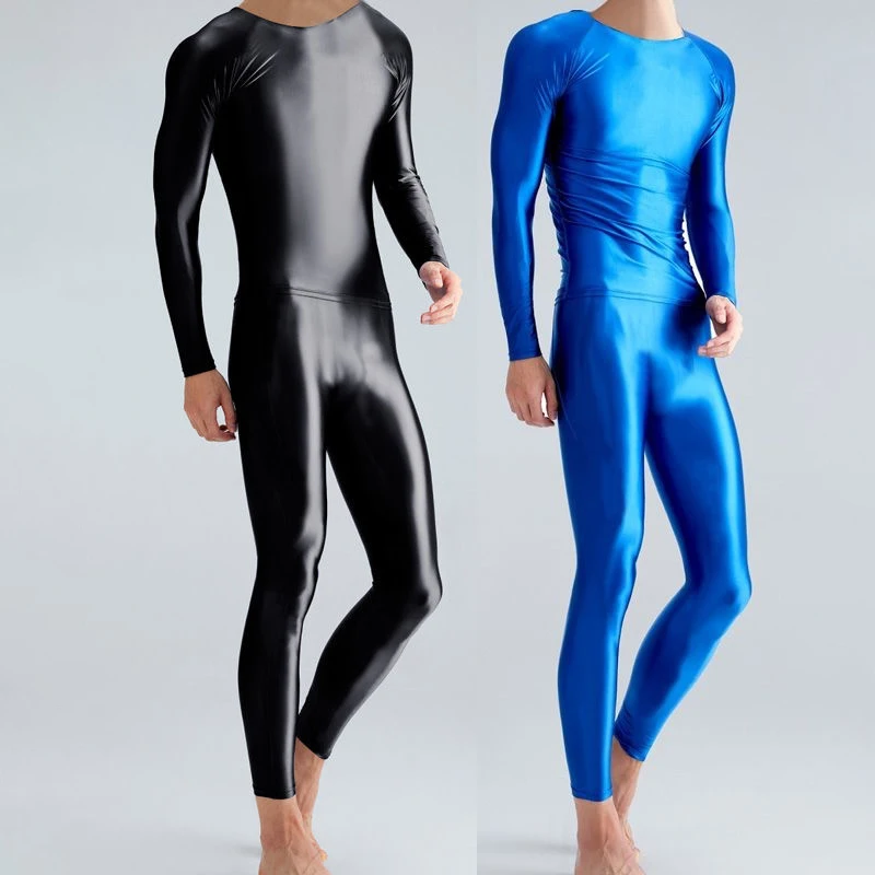 Spring Glossy Men's Tracksuits 2 Pieces Sets Tops Leggings Sports ...