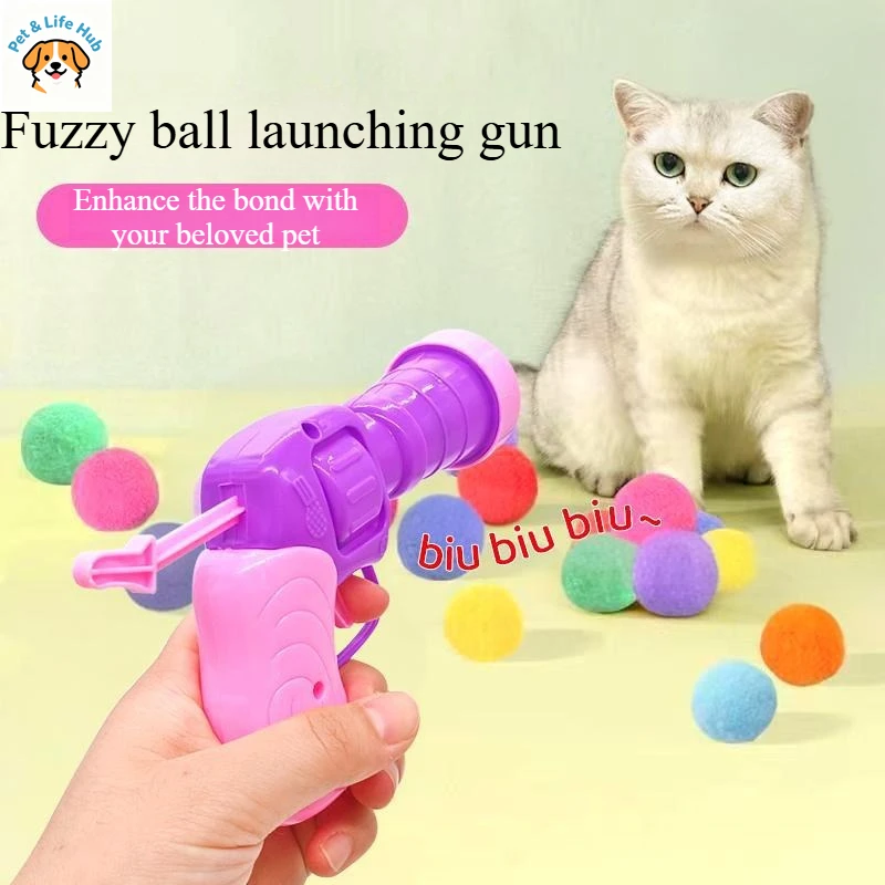 Cat toy interactive entertainment toy gun plush ball shooting gun ...