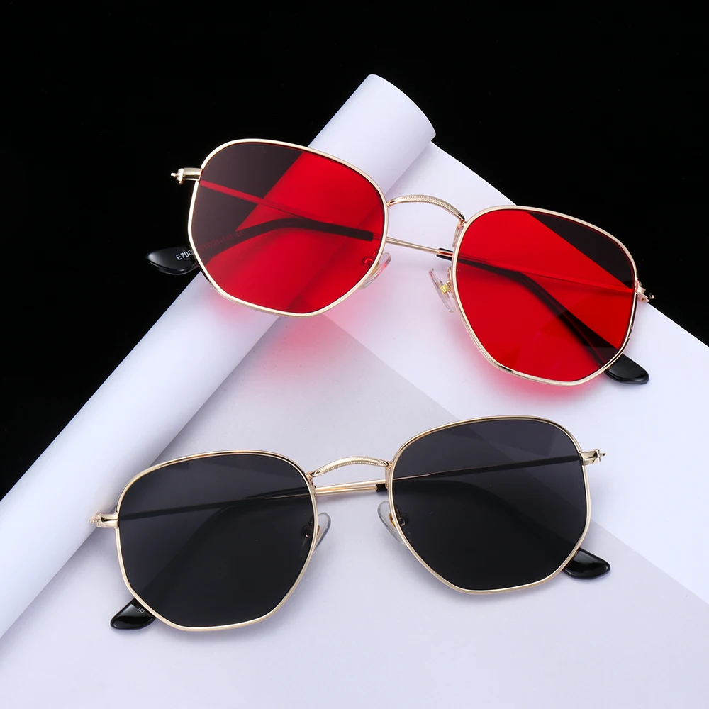 Hexagonal Sunglasses Women Men 2024 New Square Polygon Sun Glasses Brand Designer Retro Shades ...
