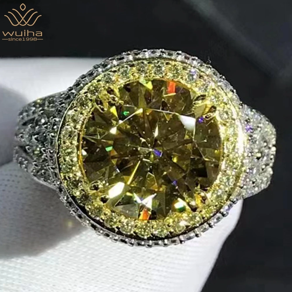 WUIHA-Real-925-Sterling-Silver-Round-4CT-Fancy-Vivid-Yellow-Sapphire ...