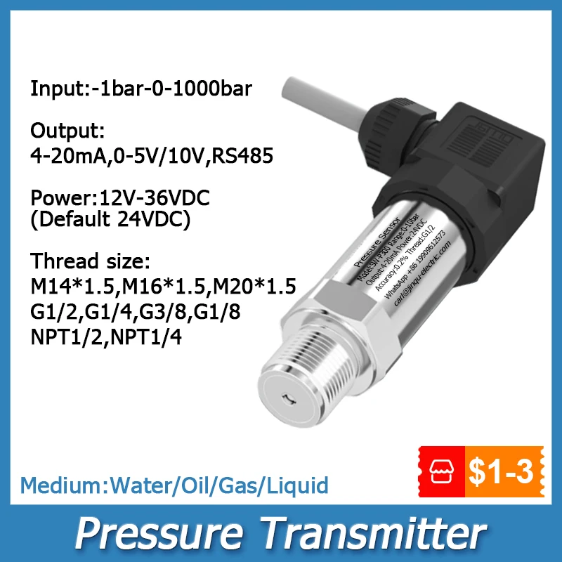 Pressure-Transmitter-Water-Oil-Gas-Sensor-4-20mA-0-5V-10V-RS485-Output ...