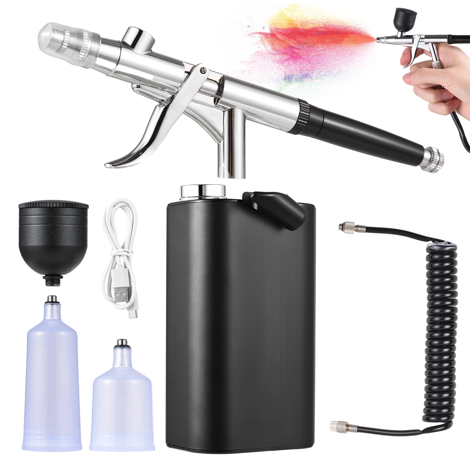 Airbrush-Kit-with-Compressor-40PSI-High-Pressure-Rechargeable-Cordless ...