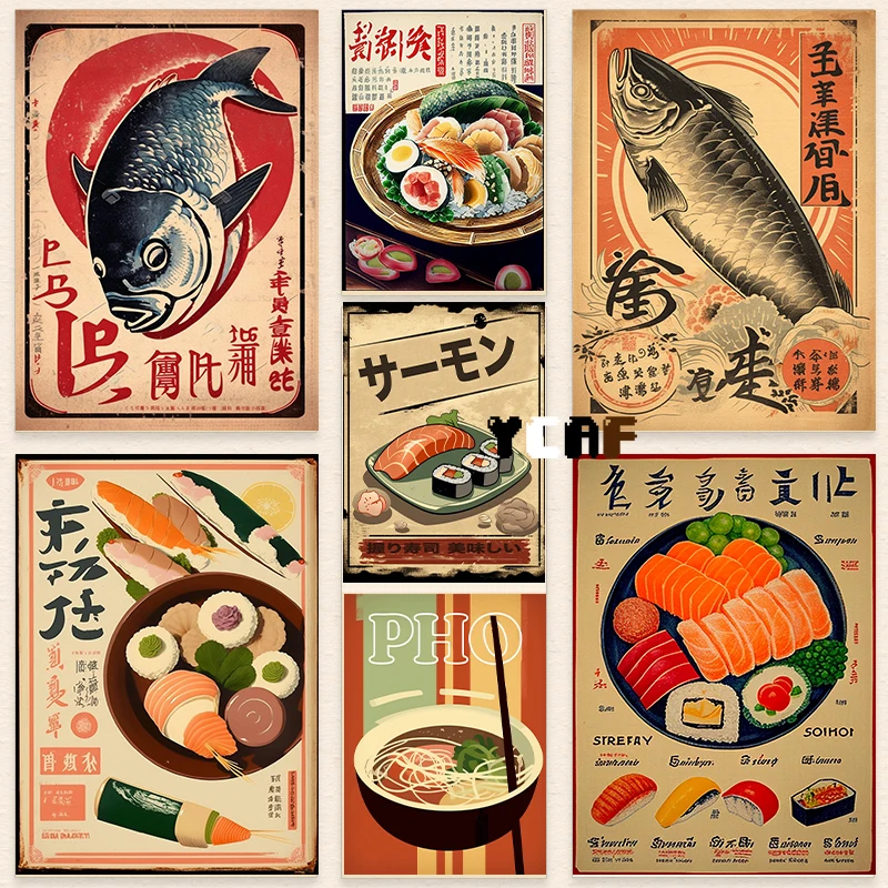 Vintage-Japanese-Food-Poster-Canvas-Printing-Vintage-Fish-Sushi-Lamian ...