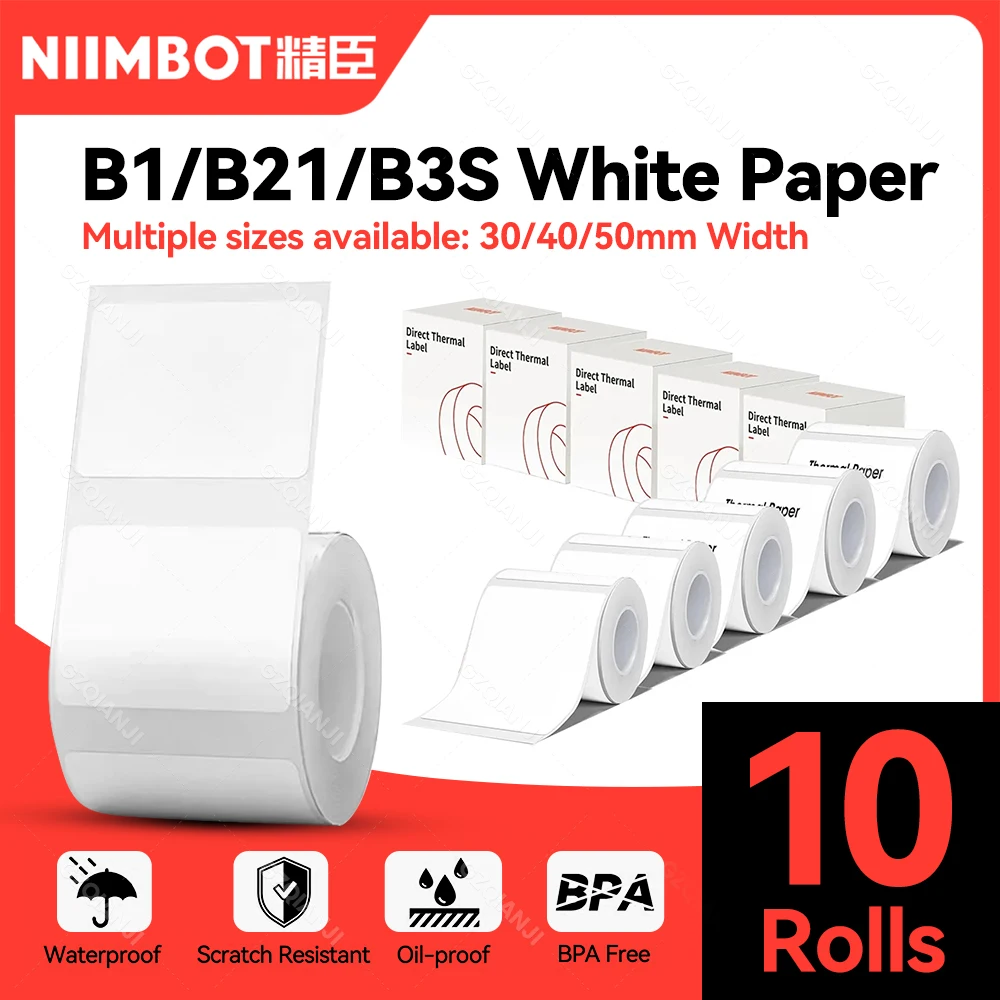 3-5-10-Rolls-NiiMbot-B21-B1-Label-Printer-Paper-Roll-Waterproof-Anti ...